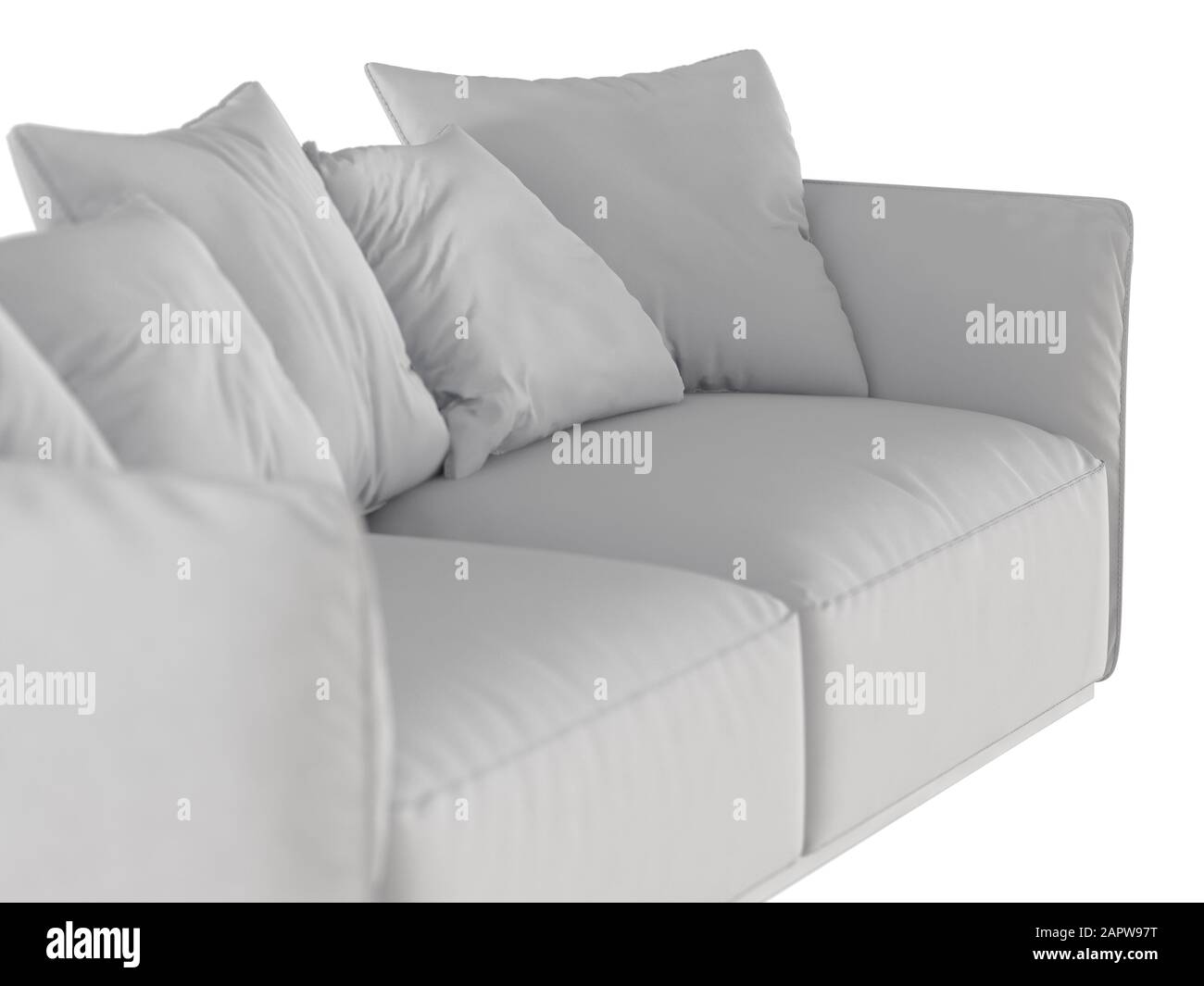 Gray soft sofa with cushions Stock Photo - Alamy