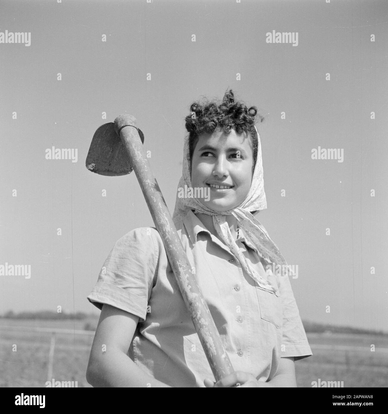 Israel 1948-1949 Farm worker from a kibbutz with a shovel Date: 1948 ...