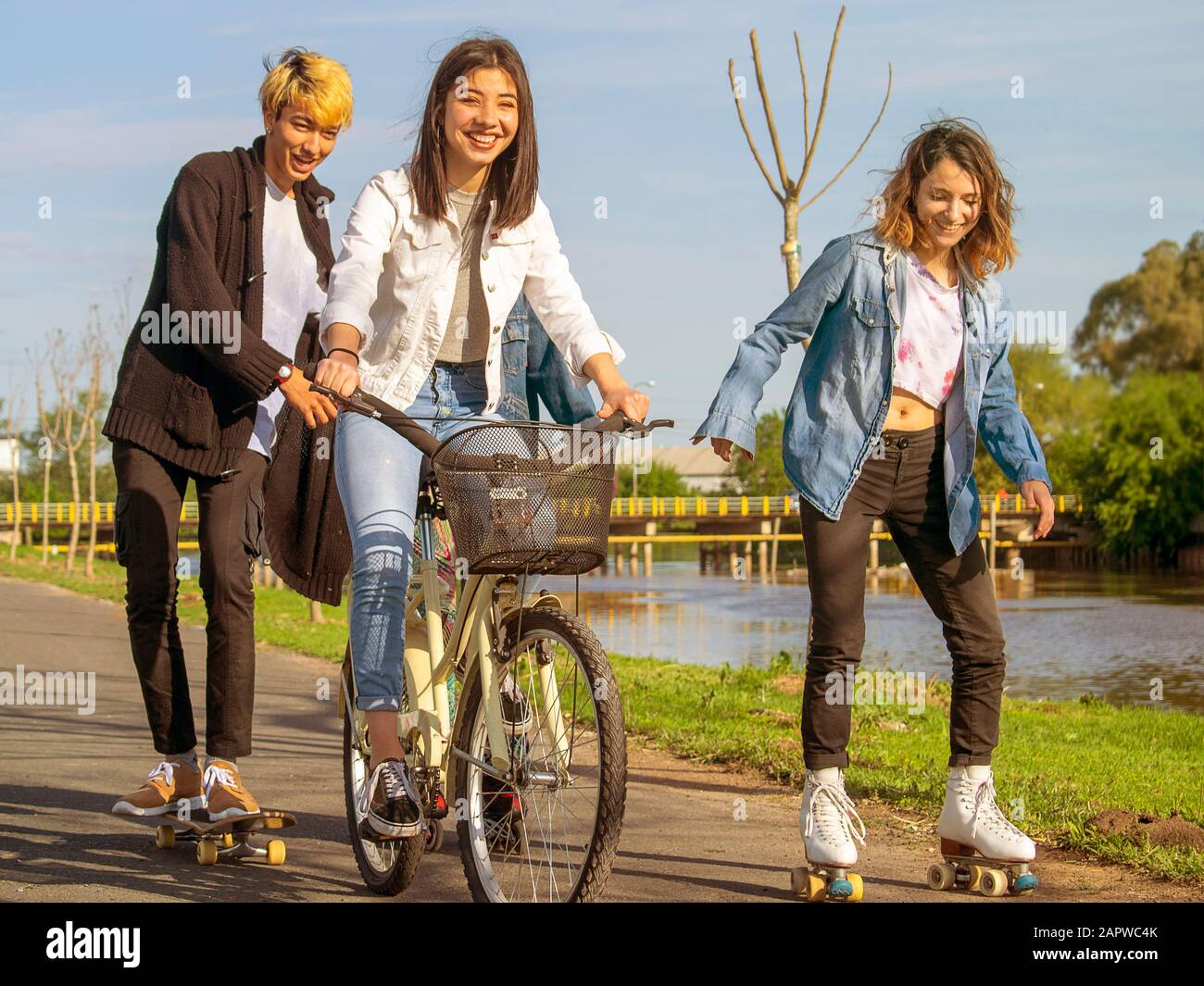 Group boys having fun teens hi-res stock photography and images - Alamy
