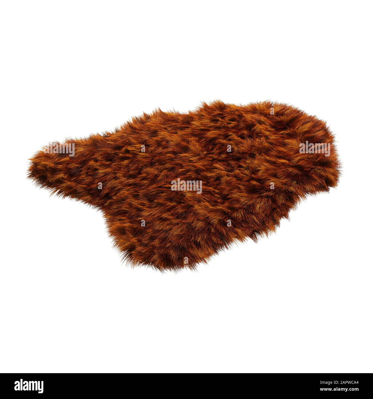 Fluffy brown soft skin of wool on a white background 3d rendering Stock ...