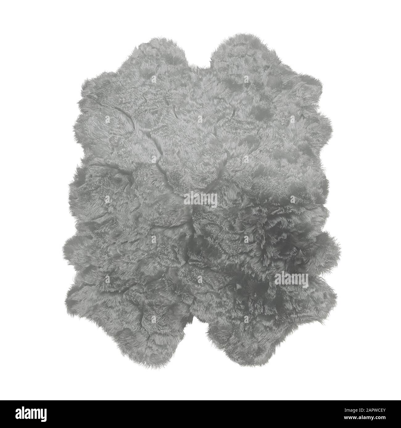 Fluffy soft skin of wool white color on a white background 3d rendering ...