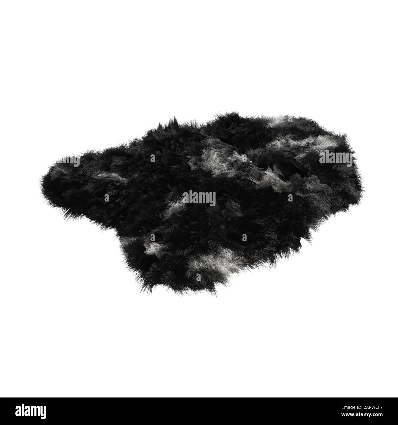 Fluffy soft skin of wool black on a white background 3d rendering Stock ...