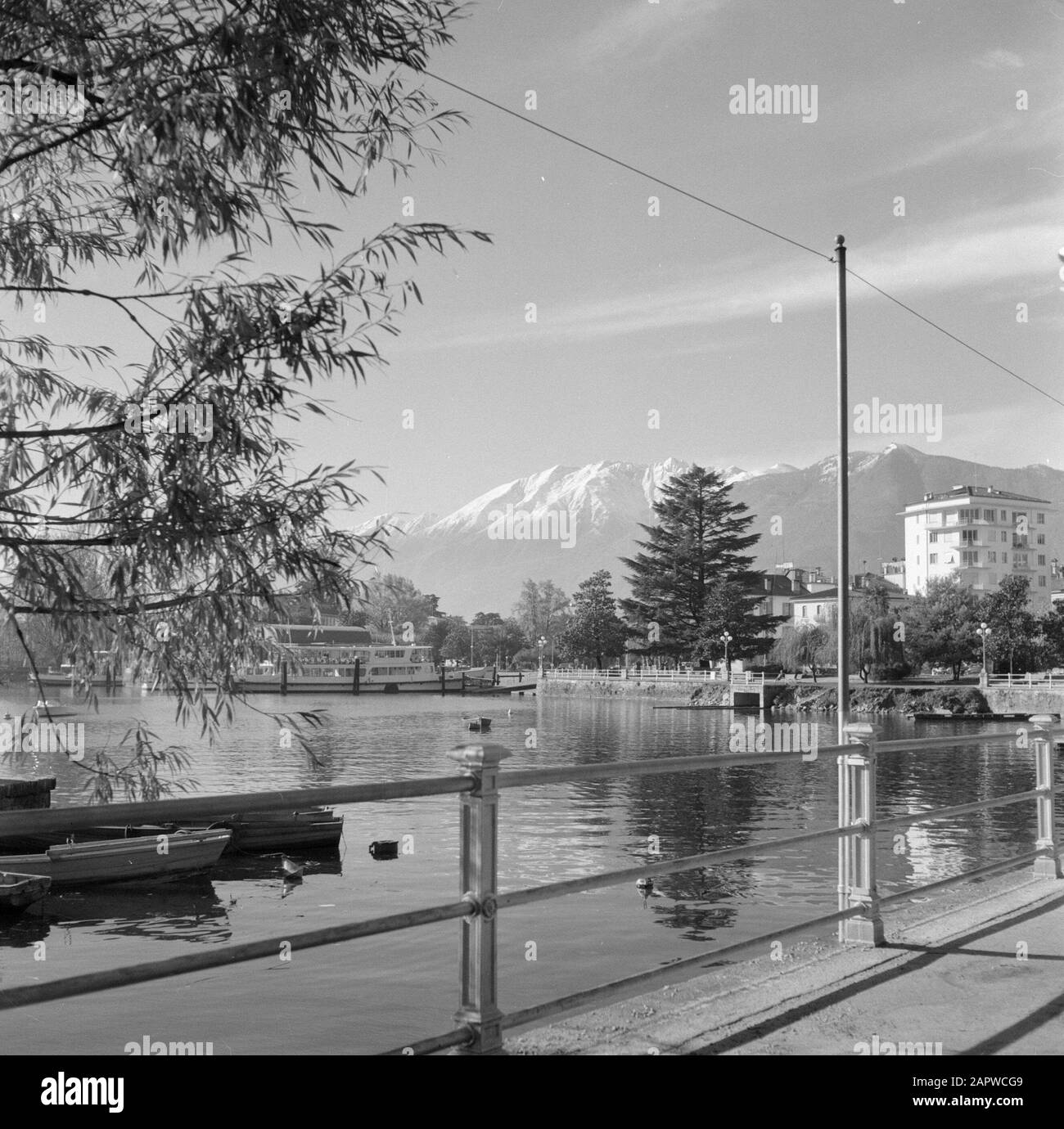 Landscape lake mountain city Black and White Stock Photos & Images - Alamy