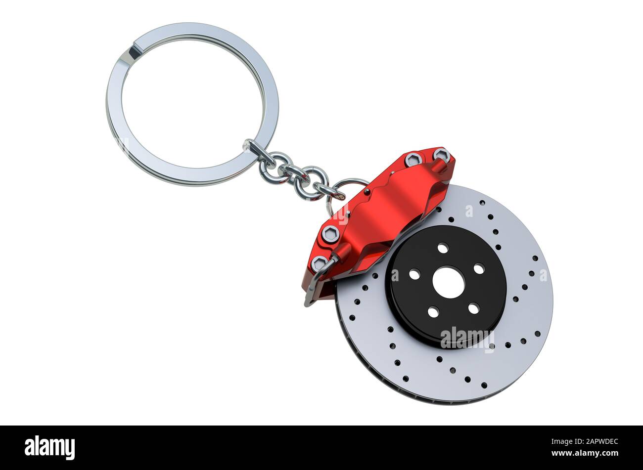 Brake Disk Keychain, 3D rendering isolated on white background Stock ...