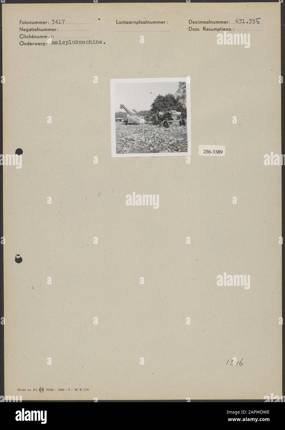 Agricultural Tools Maize picking machine Date: November 1951 Keywords ...