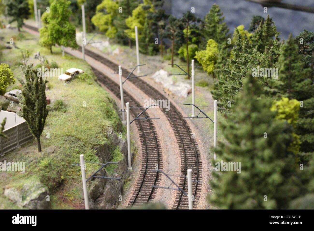miniature train station on a miniature train Stock Photo - Alamy