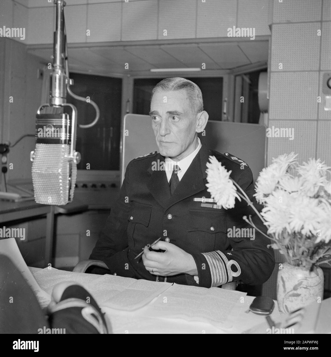 Navy officer in a radio studio Date: undated Keywords: microphones ...