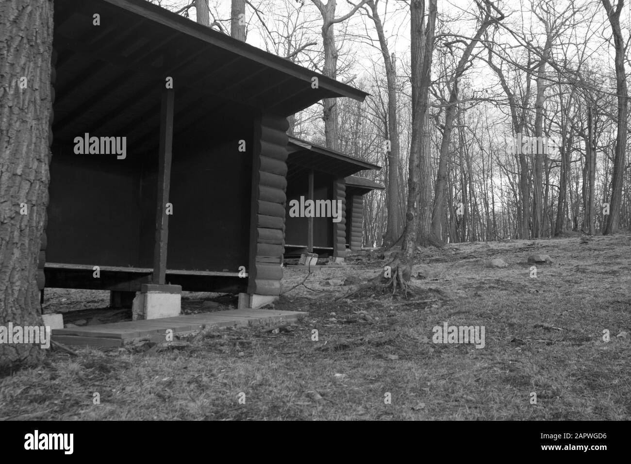 Construction shack building structure Black and White Stock Photos ...