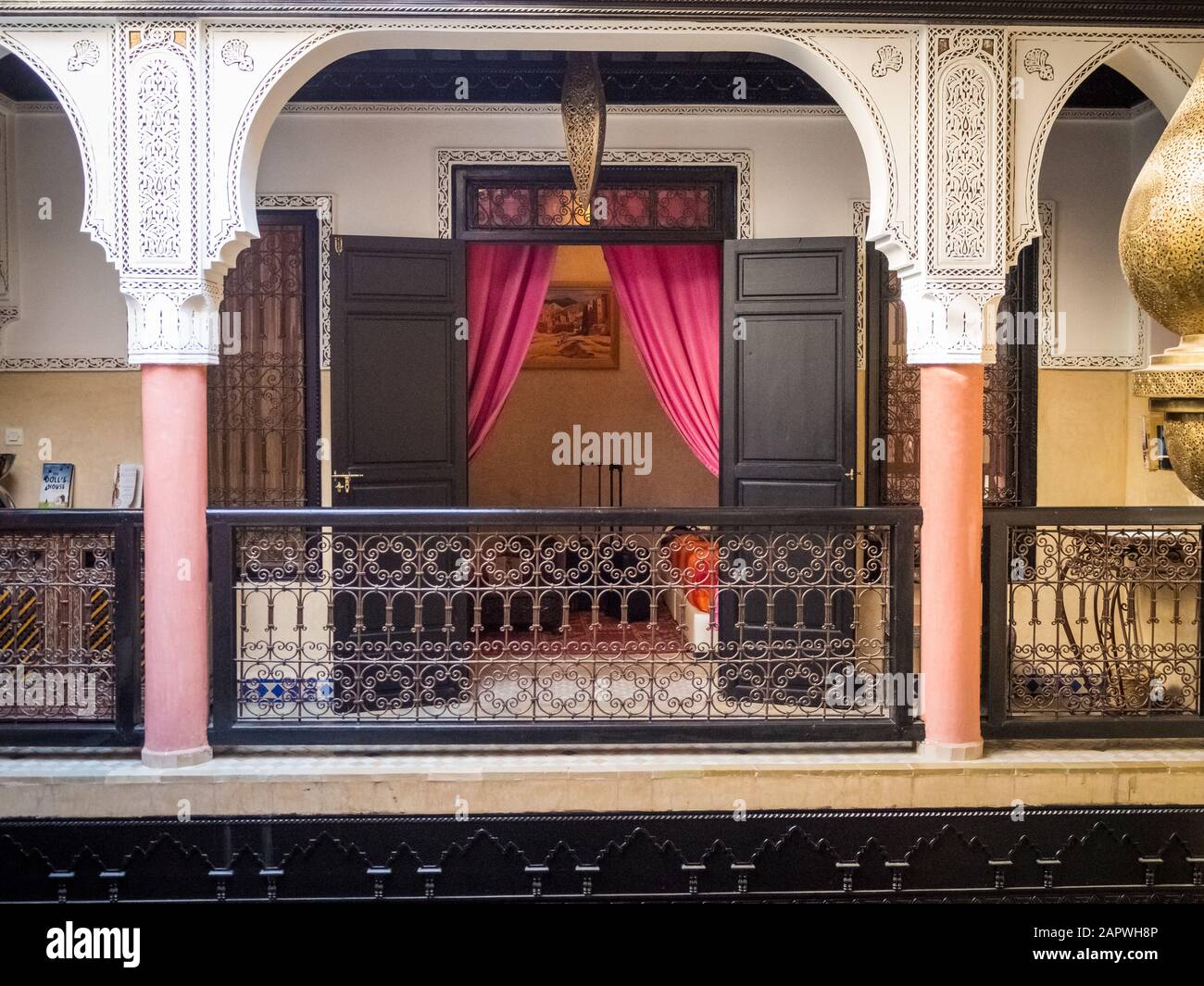 MARRAKECH, MOZAMBIQUE - Jun 03, 2018: traditional riad home interior ...