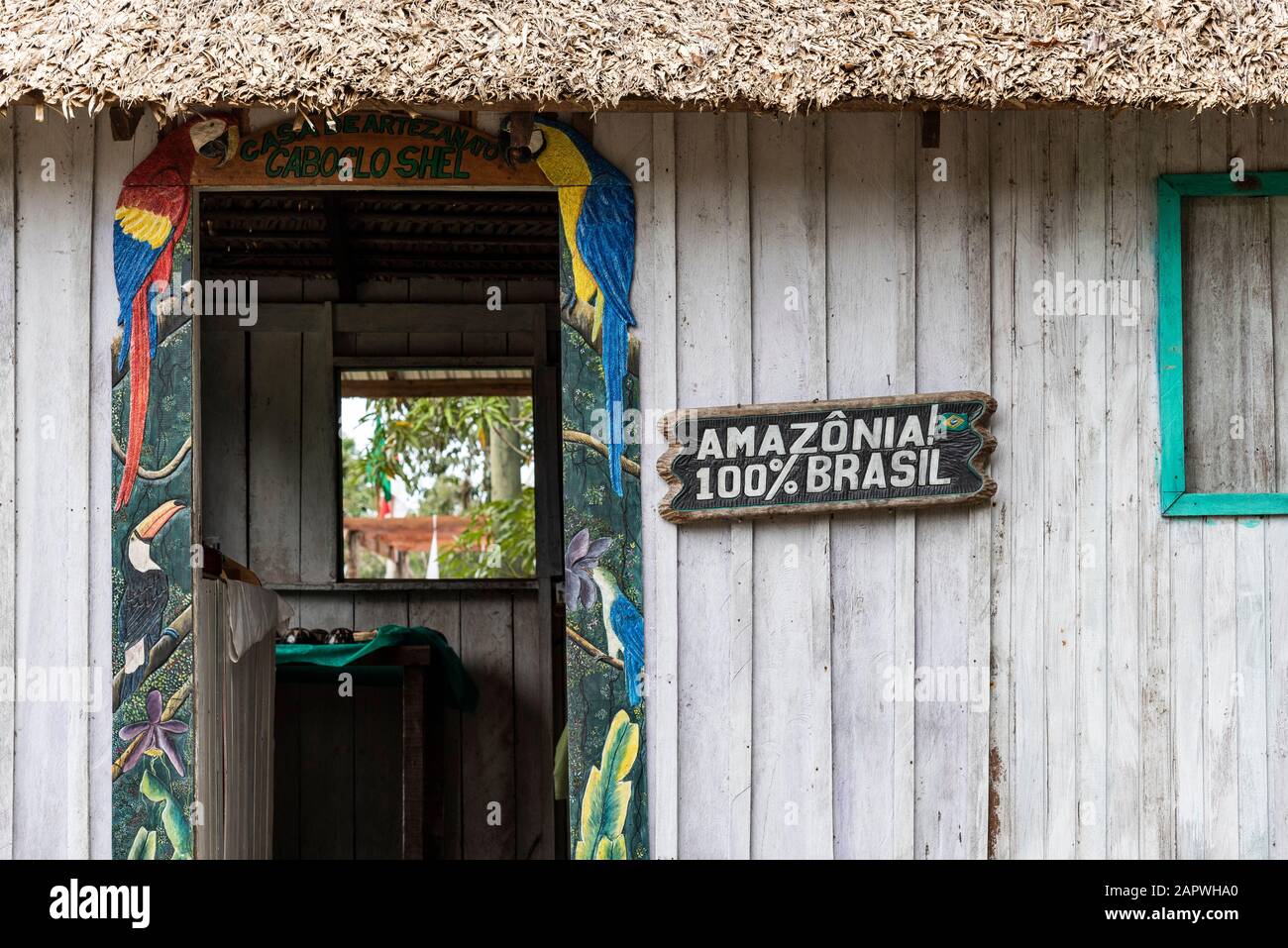 View to small riverside house in the Amazon, Amazonas, Brazil Stock ...