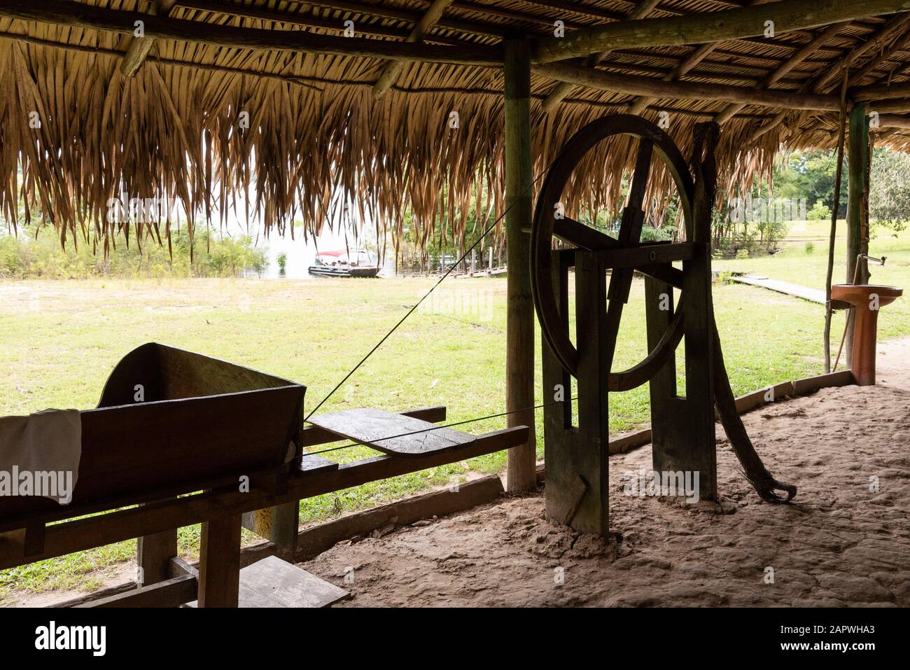 Rustic mill for working with Manioc in small village in the Amazon ...