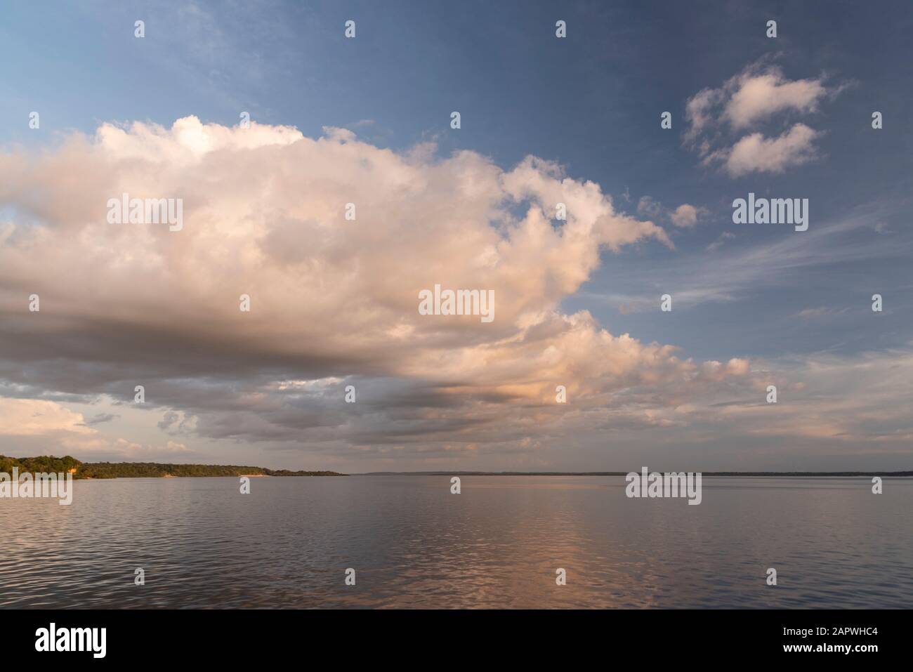 Beautiful Amazon sunset over the waters of Negro River with colorful ...