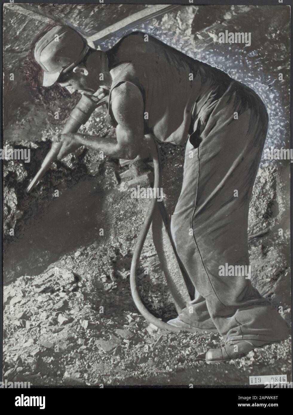 Miner with pneumatic drill at work Date: undated Keywords: mining ...