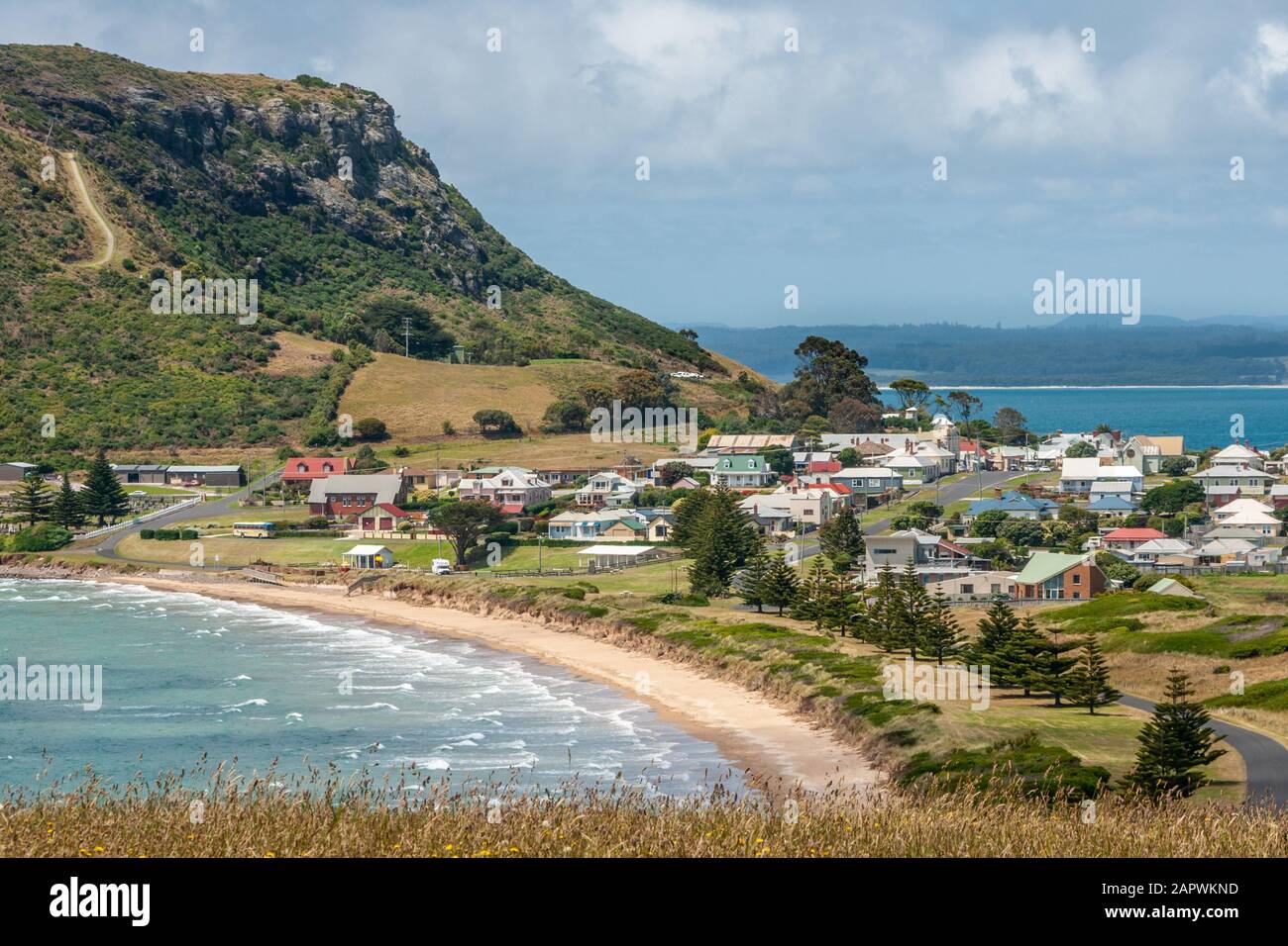Stanley, Tasmania, Australia - December 15, 2009: The town at the base ...