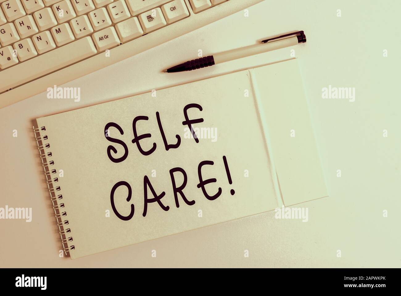 Conceptual hand writing showing Self Care. Concept meaning practice of taking action preserve or ...