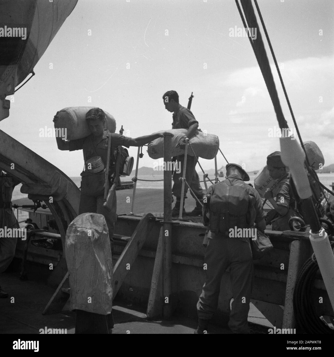 War volunteers in Malacca and Indonesia Military boarding the Sainfoin ...
