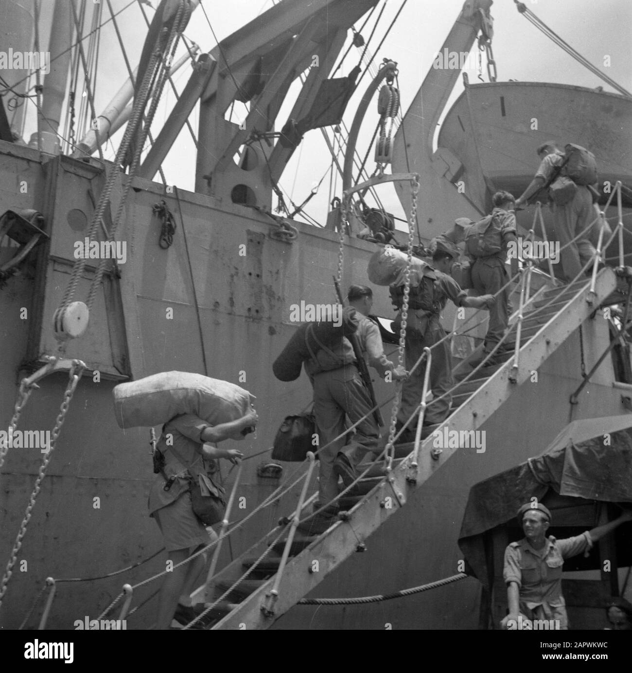 War volunteers in Malacca and Indonesia Military boarding the Sainfoin ...