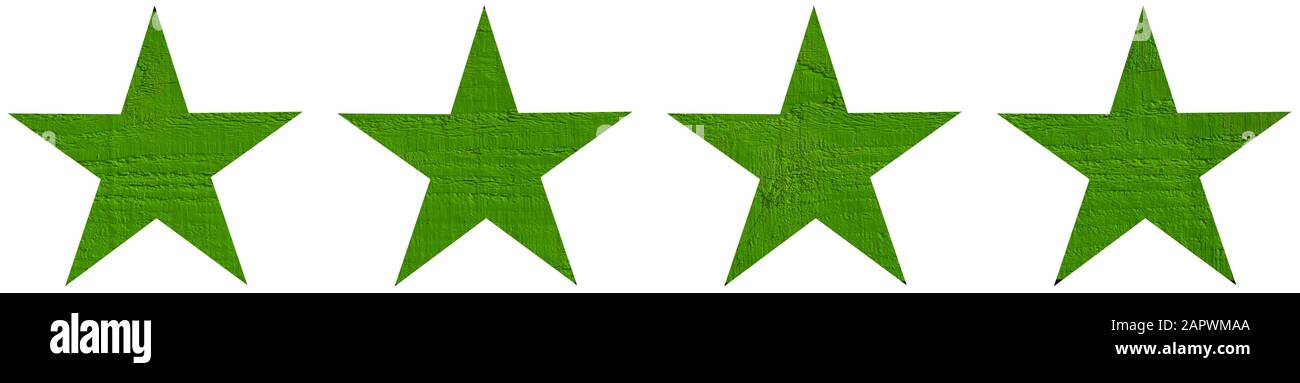 Five green painted wooden stars Stock Photo - Alamy
