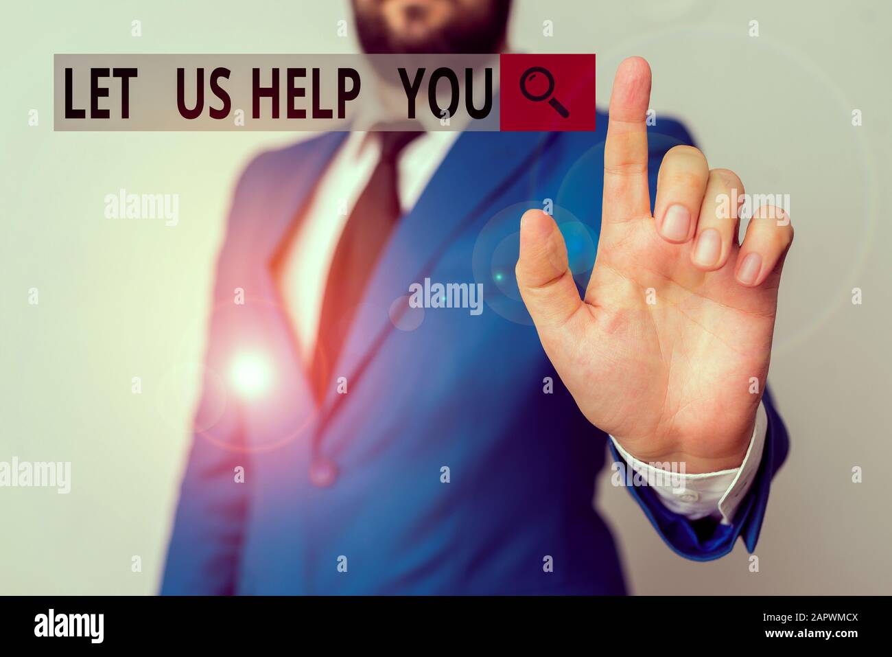 Text sign showing Let Us Help You. Business photo text Offering a ...