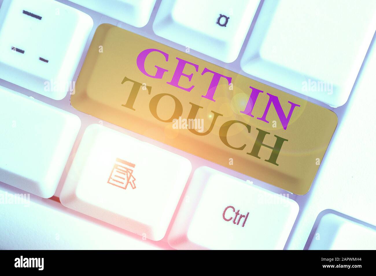 Text sign showing Get In Touch. Business photo showcasing Stay in ...