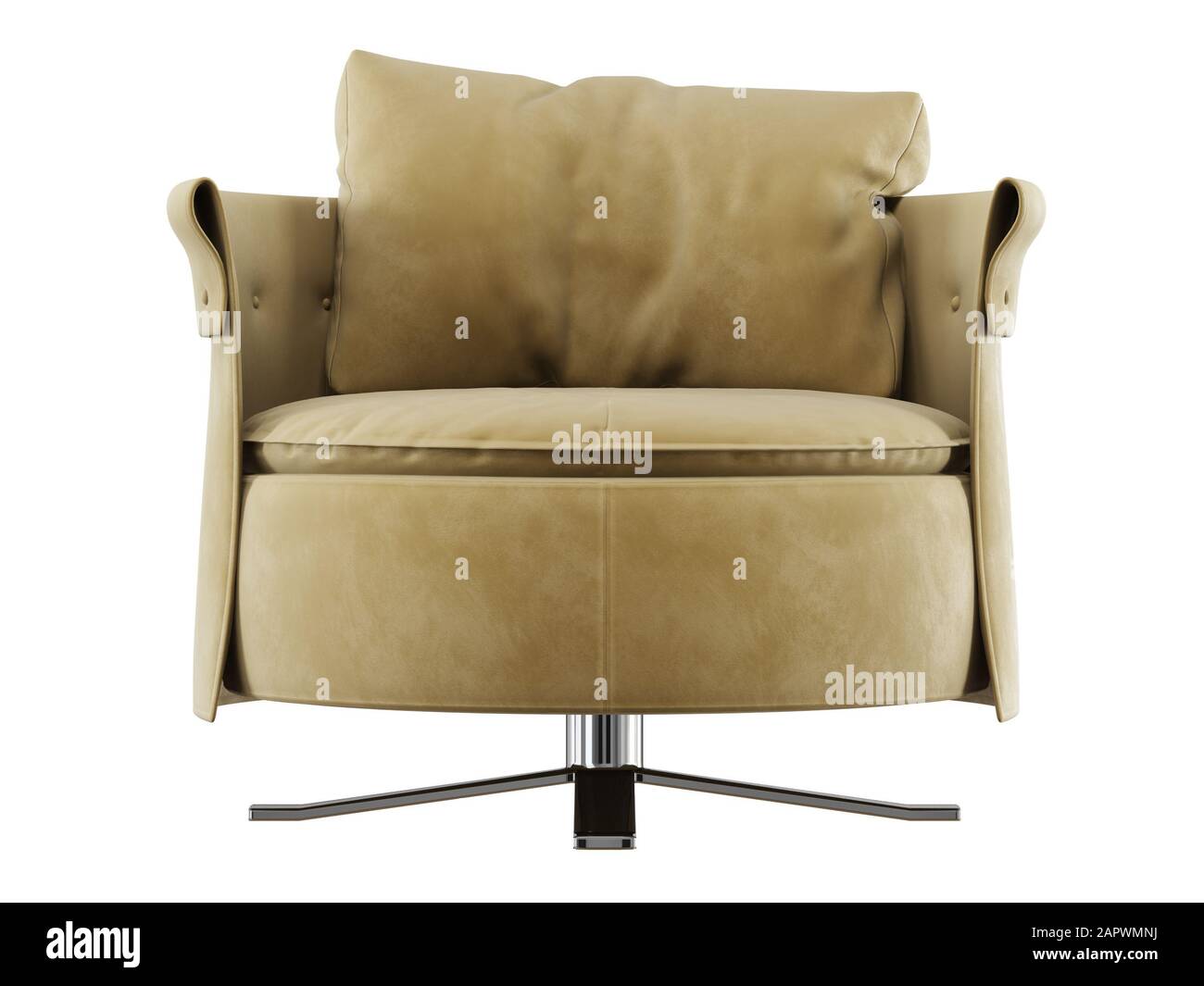 Soft round chair with a pillow front view 3d rendering Stock Photo - Alamy