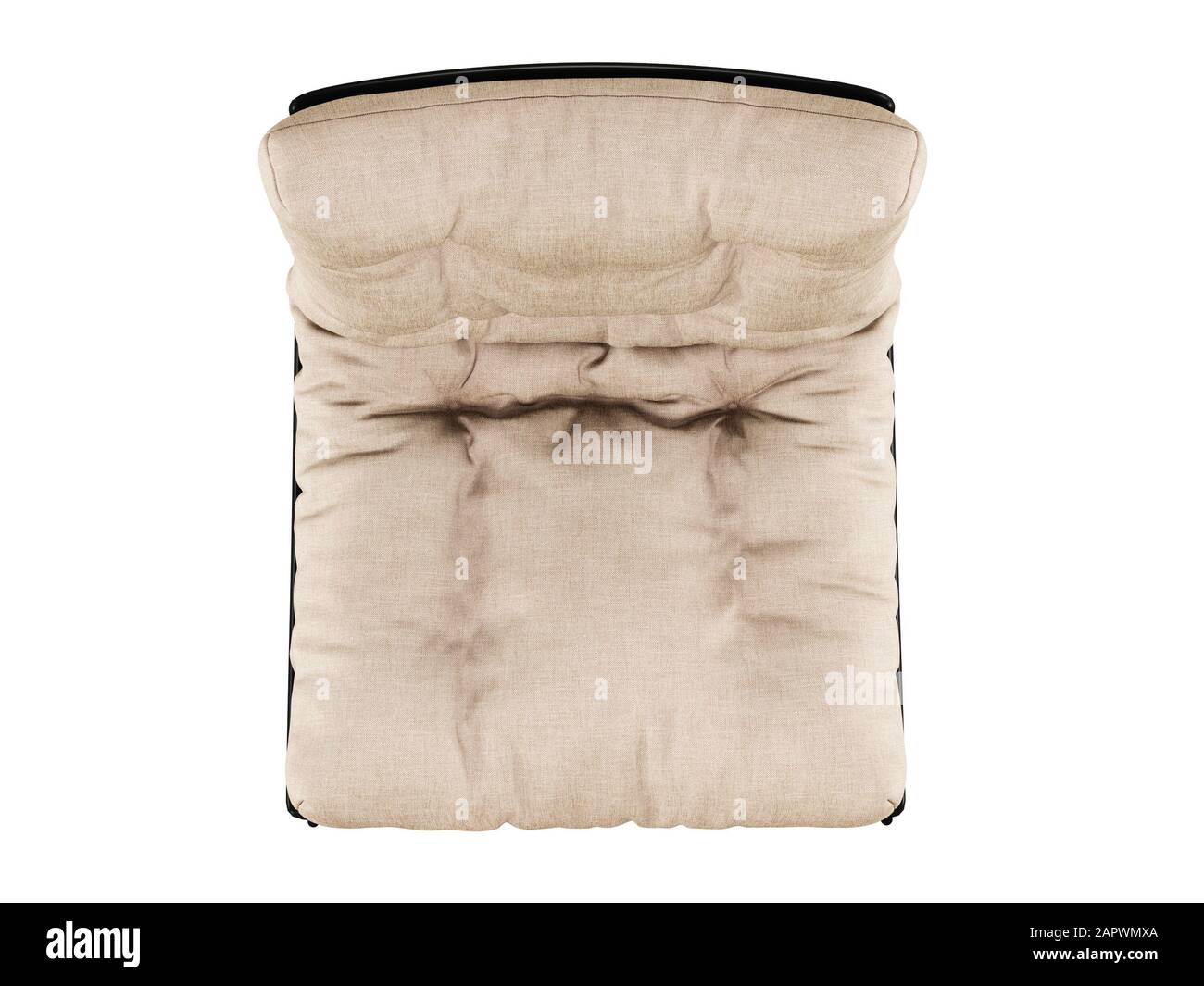 Soft chair made of fabric on a white background top view 3d rendering ...