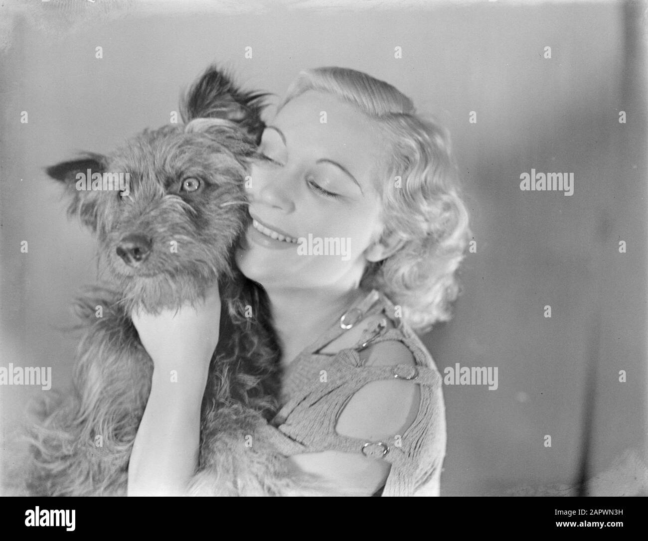 Portrait photography Model Gerber with dog Date: June 1936 Location ...