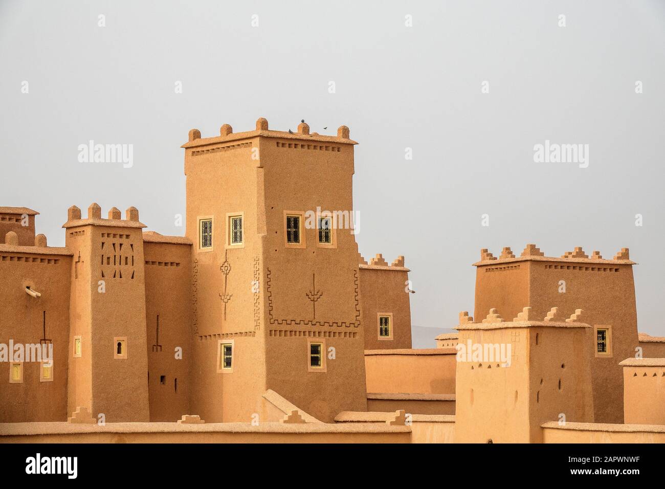 Historical buildings in Morocco with a grey background Stock Photo - Alamy