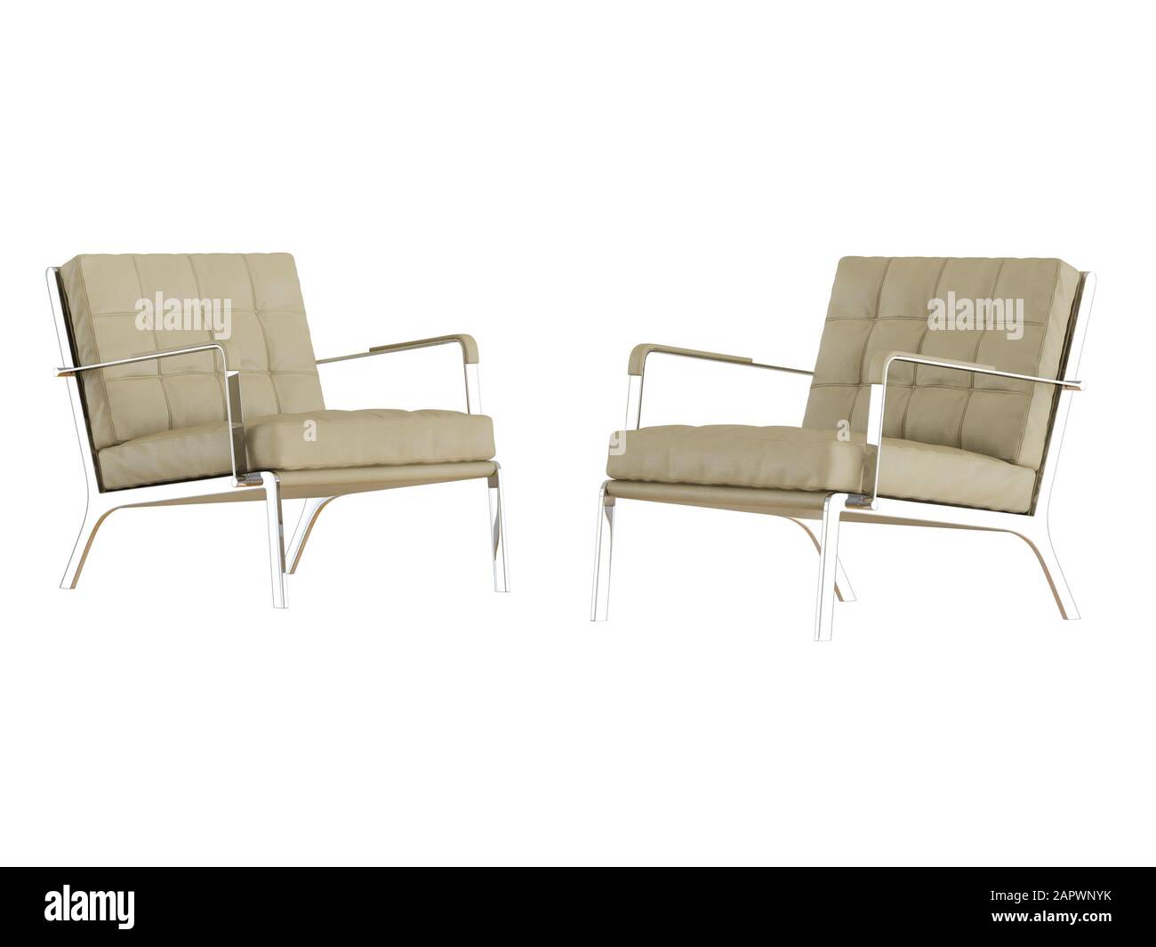 Beige leather chair on a white background 3d rendering Stock Photo - Alamy