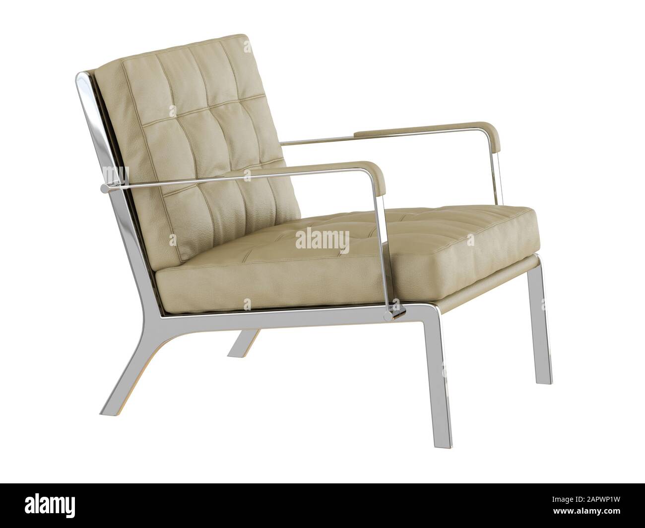 Beige leather chair on a white background 3d rendering Stock Photo - Alamy