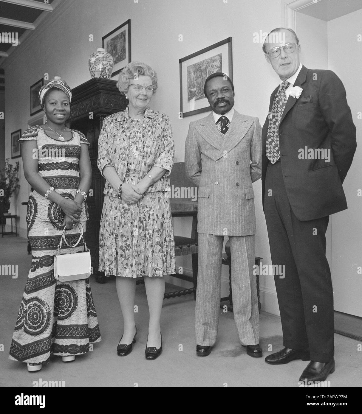 Queen Juliana and Prince Bernhard welcome President Omar Bongo of Gabon ...