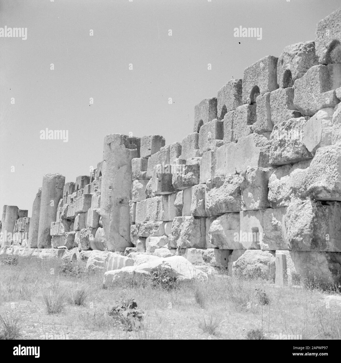 Middle East 1950-1955: Lebanon Wall in Baalbek constructed of stones ...