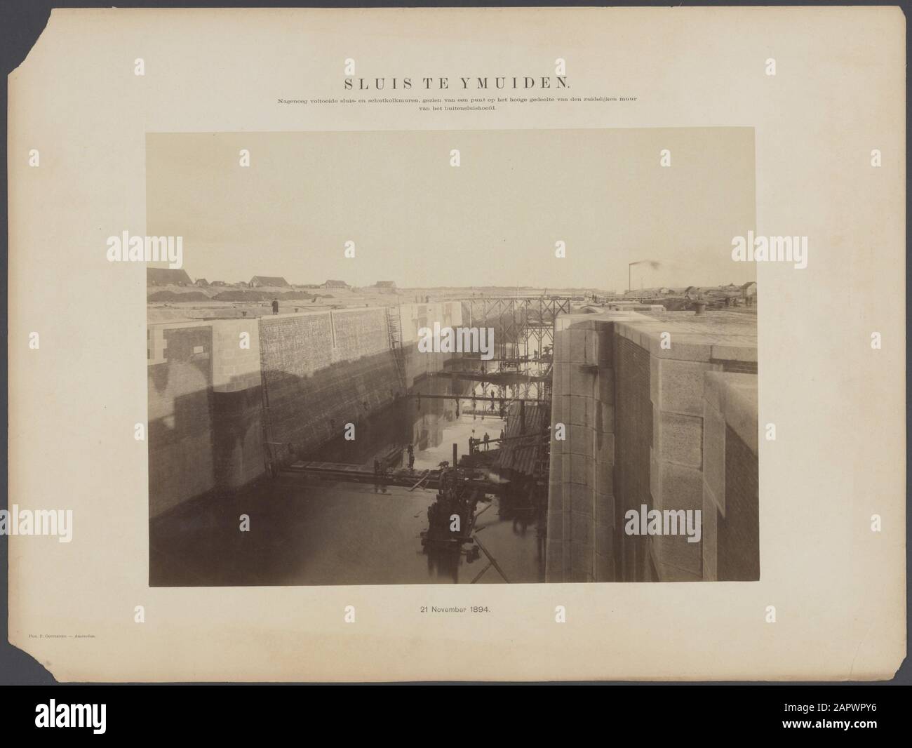 Practically completed lock and fence walls, seen from a point on the ...