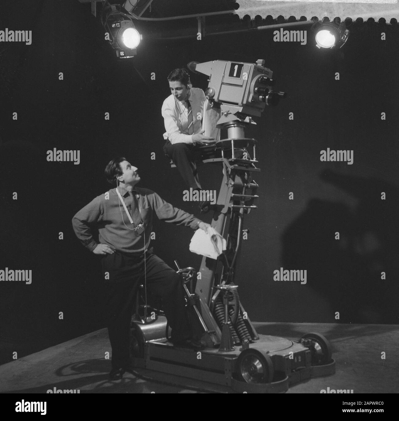 Cameraman filming television show Black and White Stock Photos & Images ...