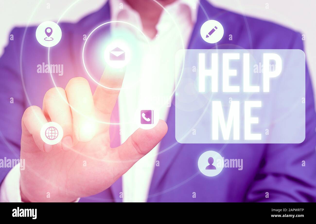 Word writing text Help Me. Business photo showcasing Asking someone to ...