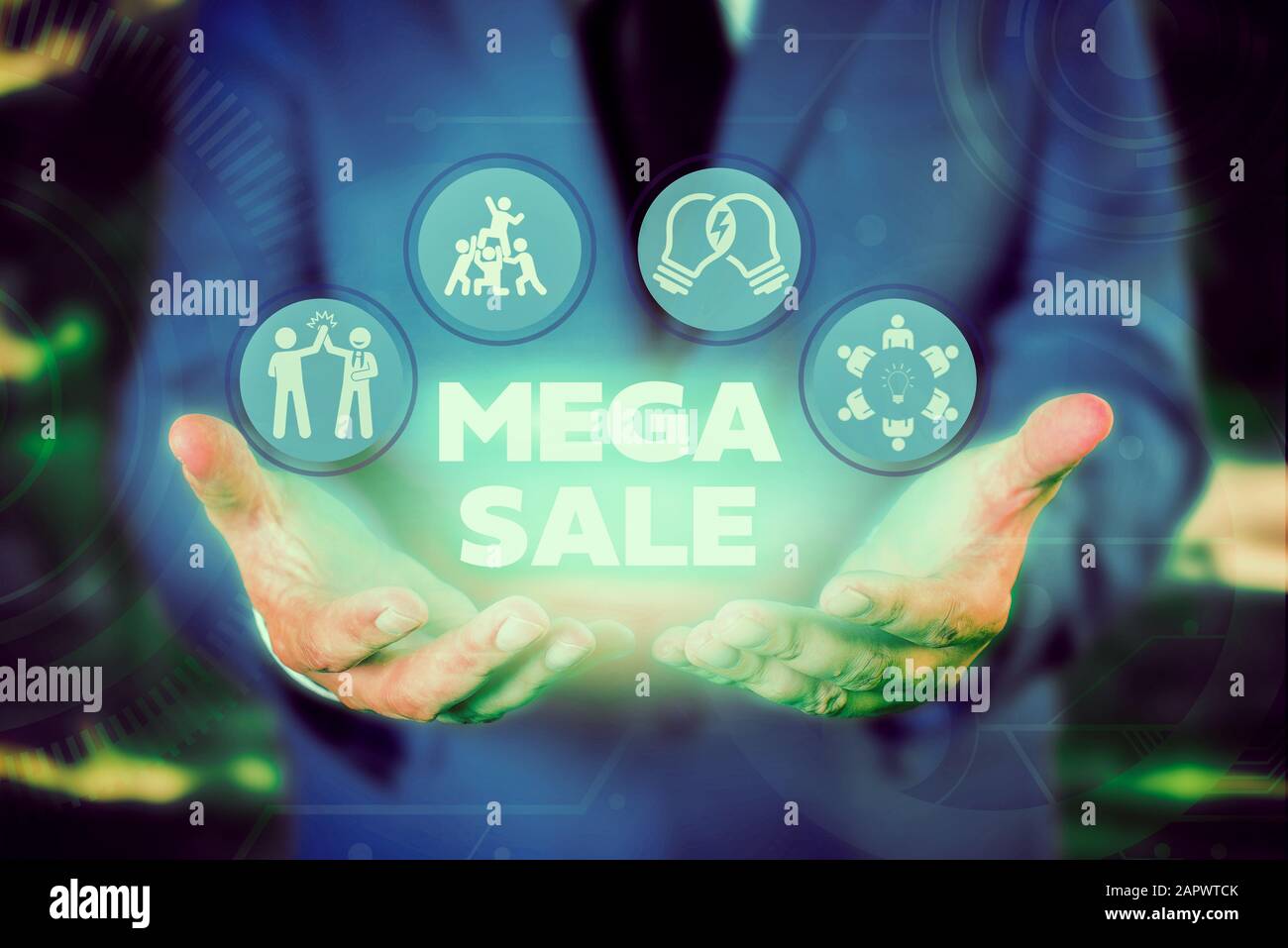 Text sign showing Mega Sale. Business photo showcasing The day full of ...