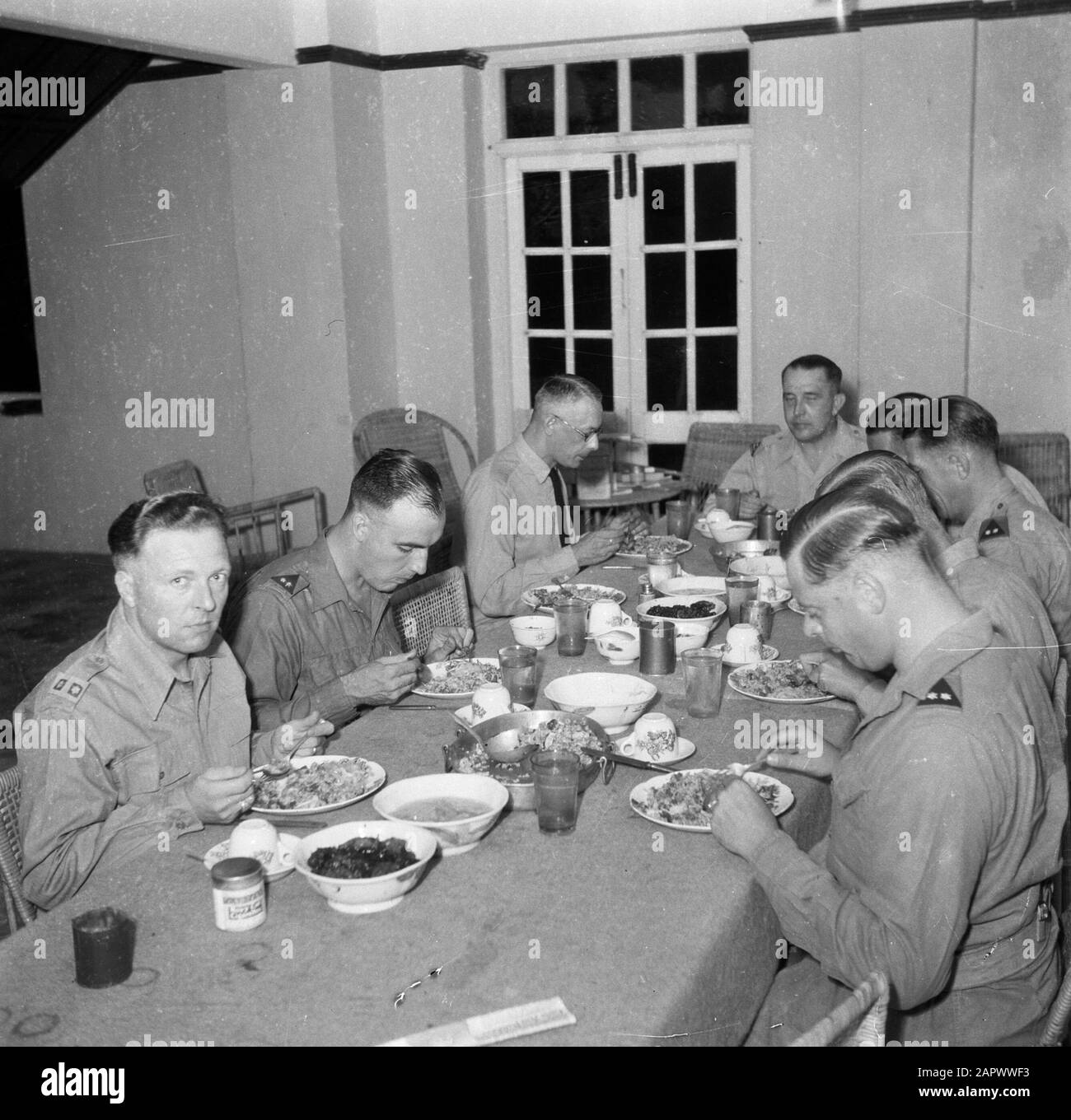 War soldiers in Malacca and the Dutch East Indies Officers at the meal ...