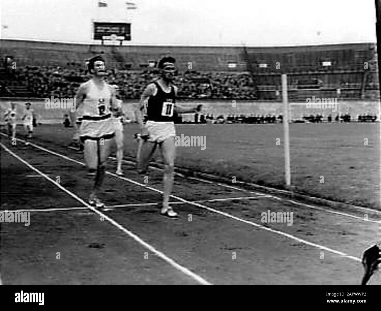 Olympic day in 1958 at the Olympic stadium in Amsterdam, 1000m finish ...