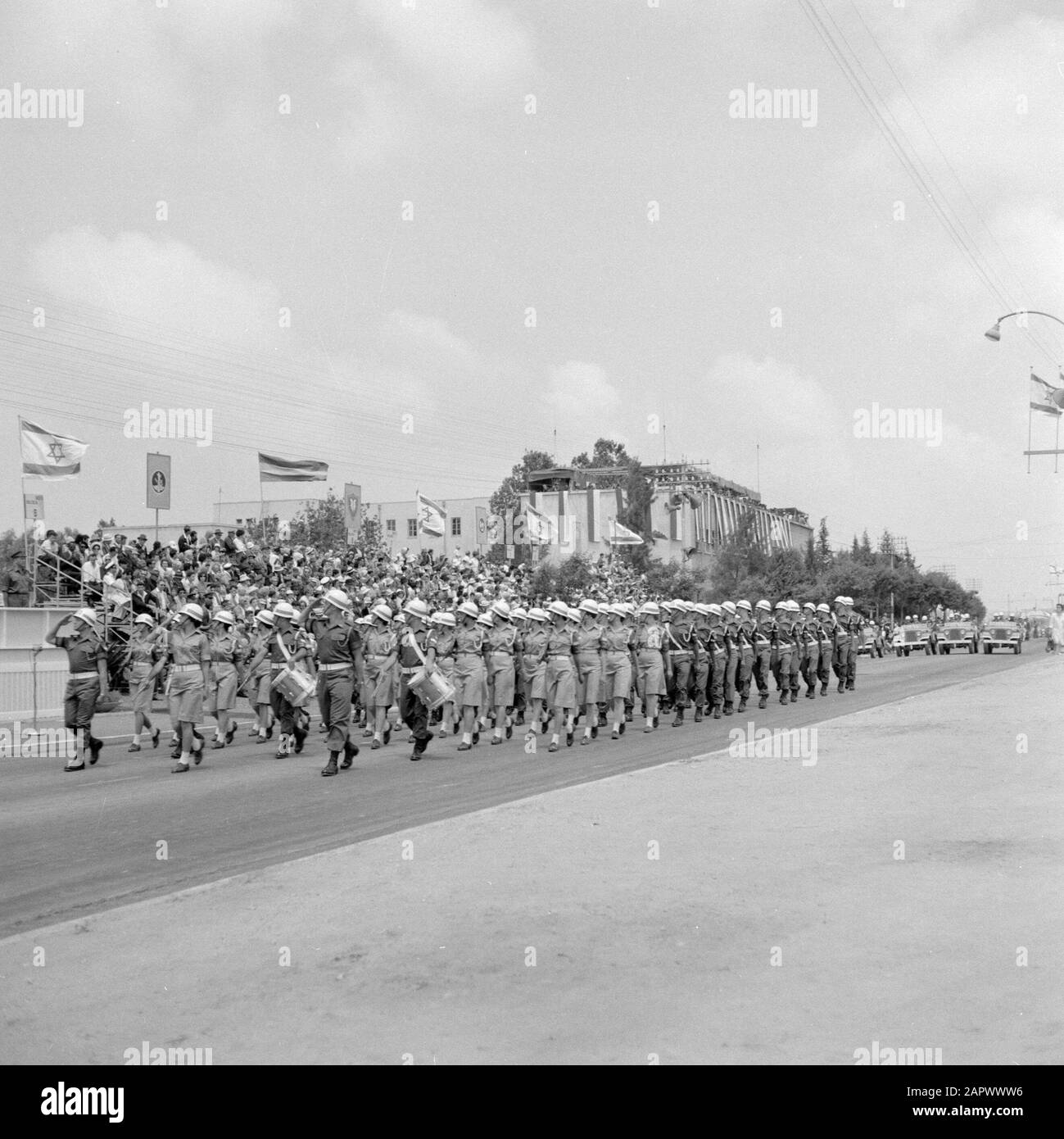 Independence Day (May 15). Unit female and male soldiers passes through ...