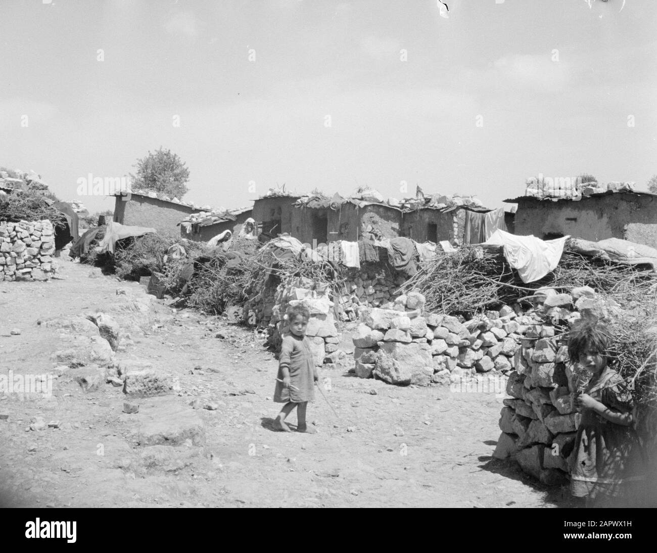 Middle East 1950-1955: Jordan shelters in the refugee camp Bira near ...