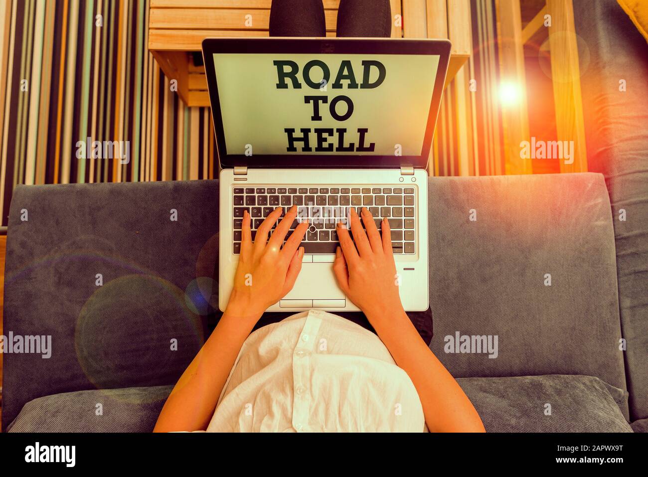 Writing note showing Road To Hell. Business concept for Extremely ...