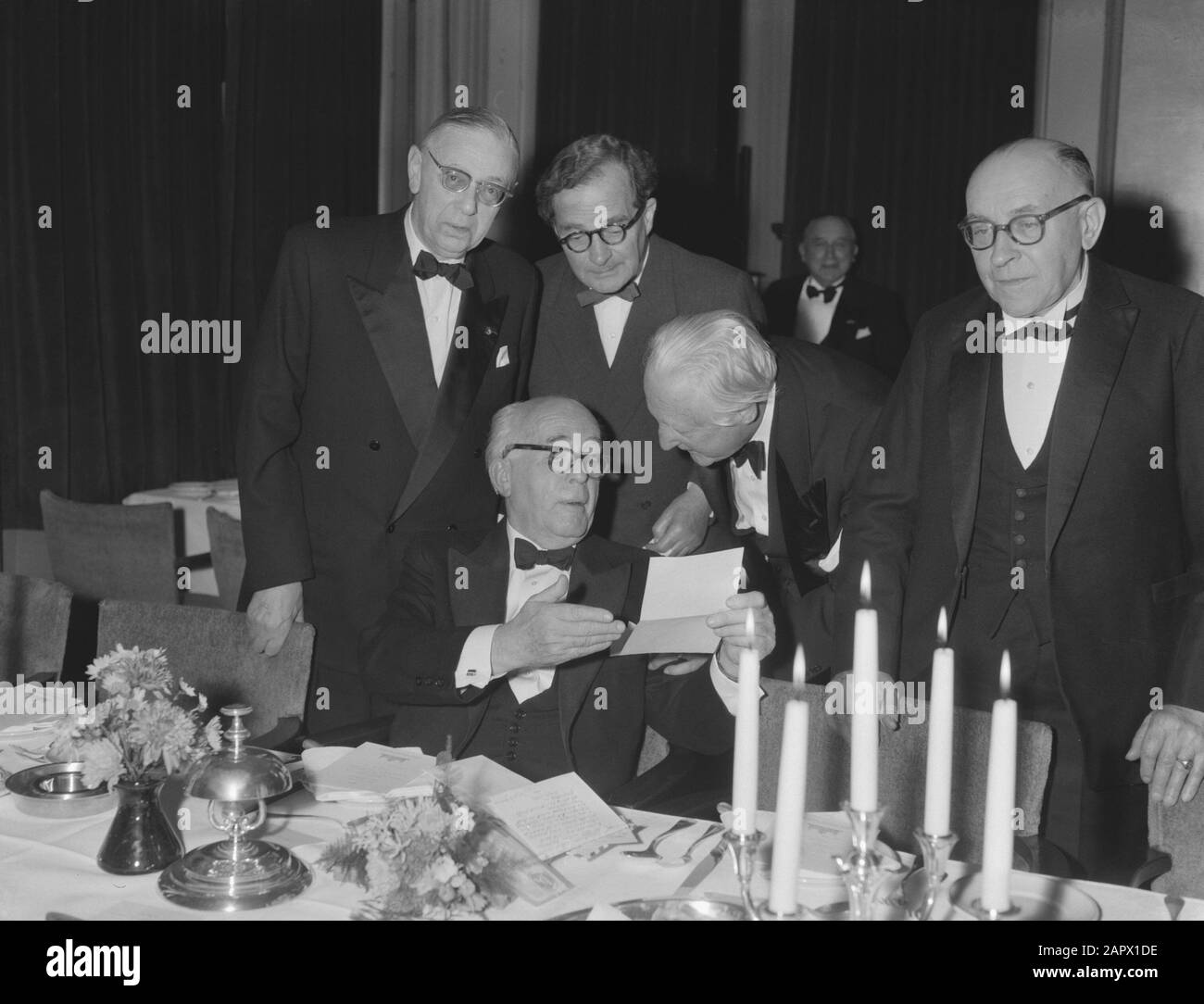 Honour of Mr. Francois Pauwels to 70th anniversary in 1958, from l.n.r ...