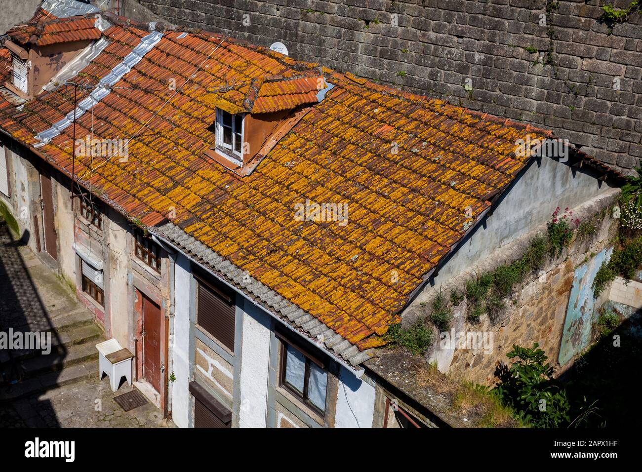 Architecture of the antique houses at the old city of Porto in Portugal ...