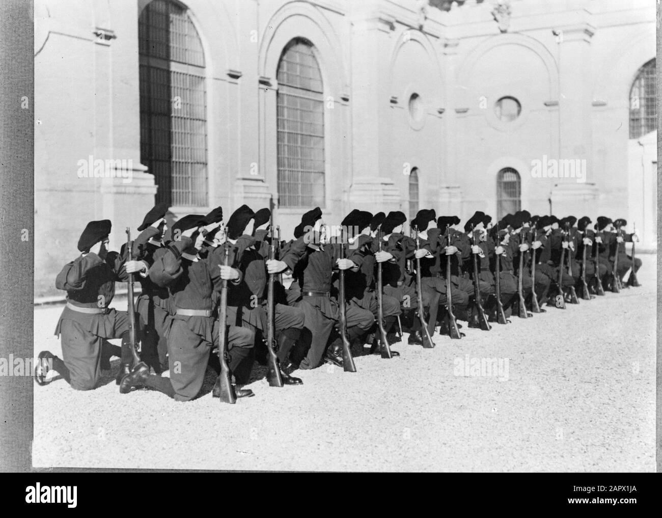 Rome: The Papal Swiss Guard in Vatican City Peloton saluts and kneels ...