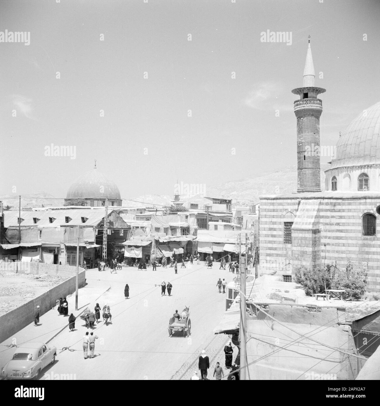 Middle East 1950-1955: Syria - Damascus Square with a mosque and ...