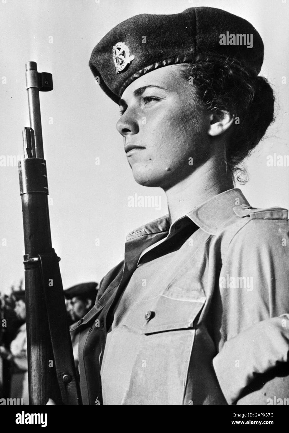 Portrait of Israeli soldier with the gun in hand Date: undated Location ...