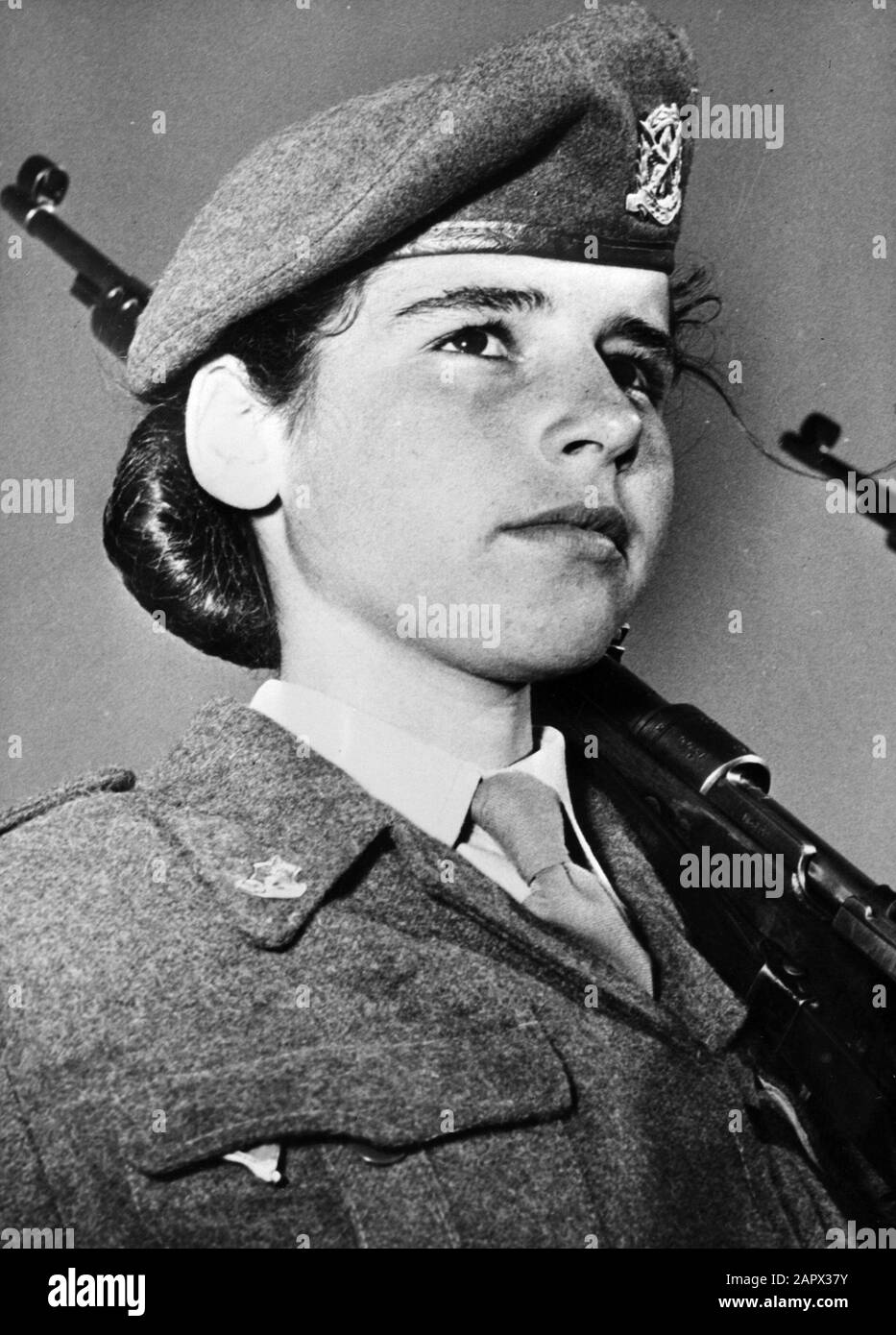 Portrait of Israeli soldier with the gun over the shoulder Date ...