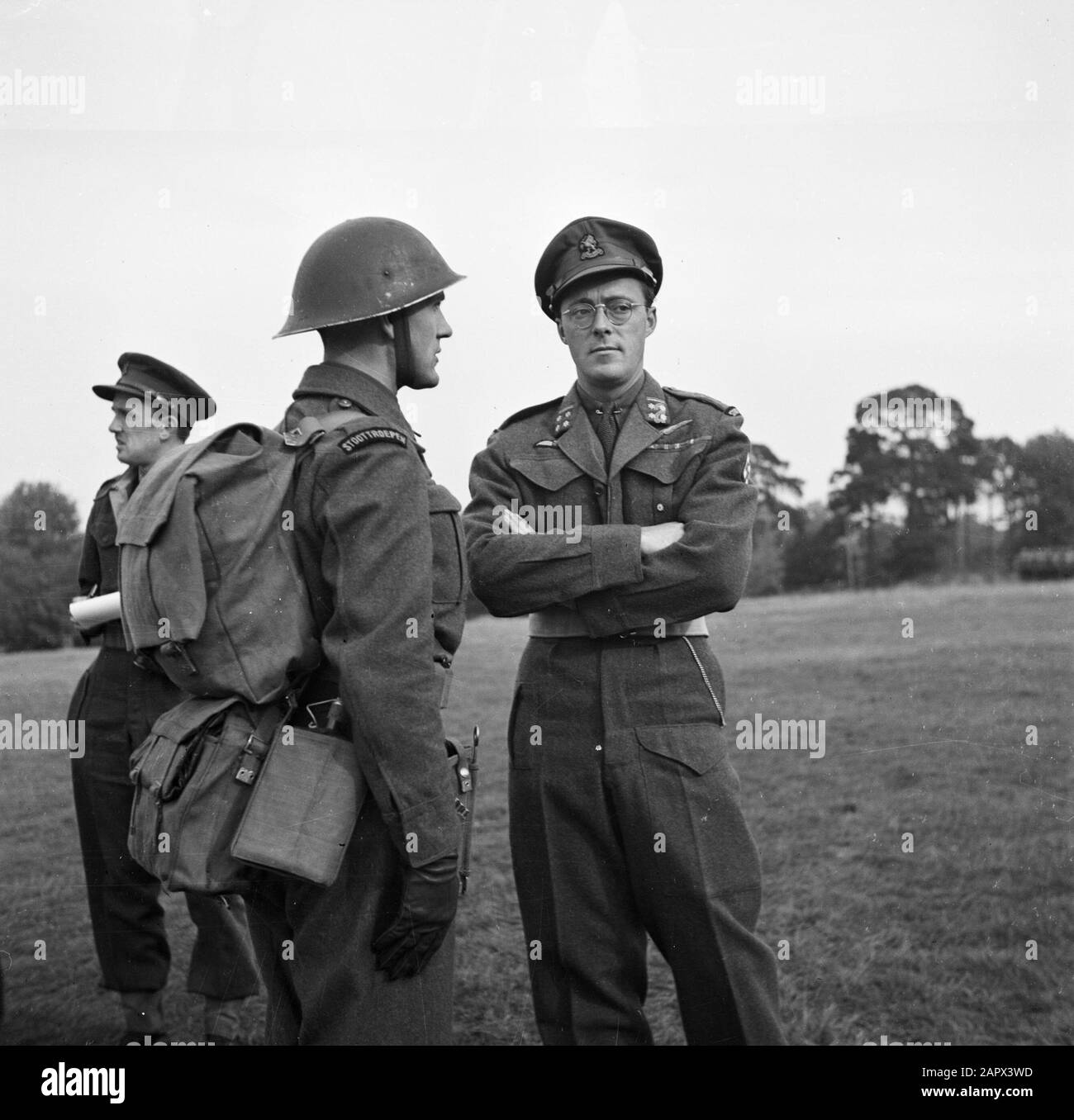 Prince Bernhard visits Dutch troops at their army base in Great Britain ...