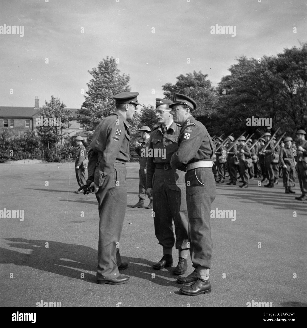 Prince Bernhard visits Dutch troops at their army base in Great Britain ...