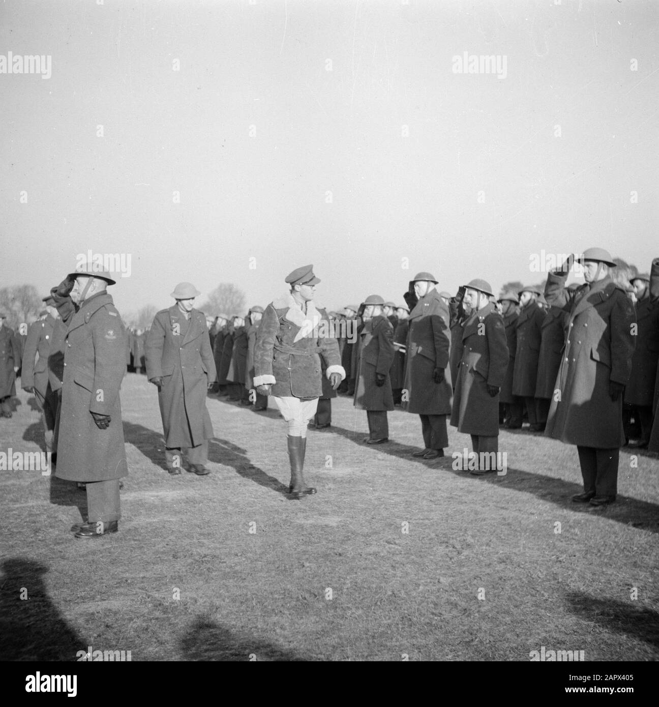 Prince Bernhard visits Dutch troops at their army base in Great Britain ...